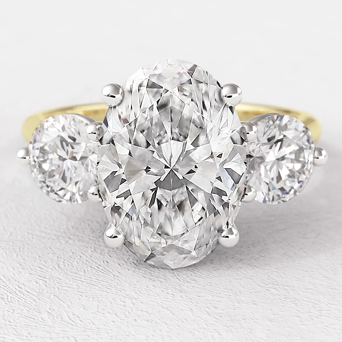 2.70ct Oval And Round Three Stone Diamond Ring TR1085 - Bespoke ...