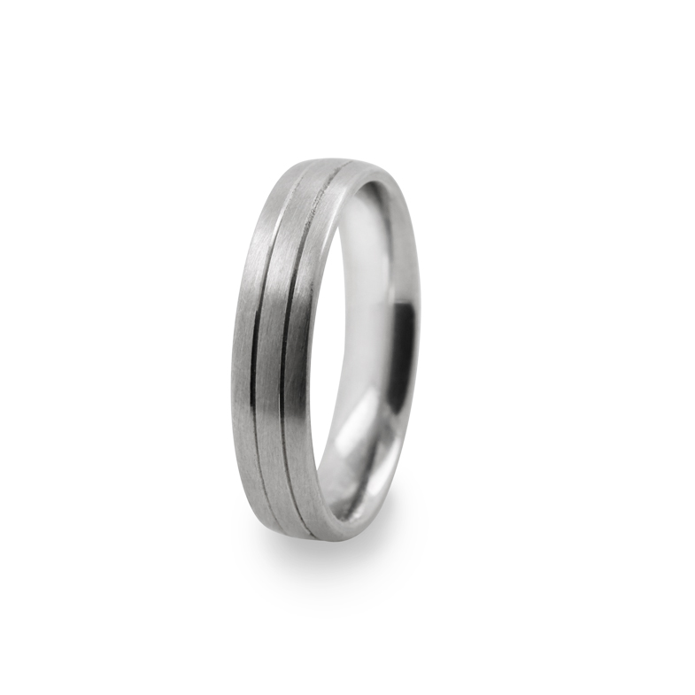 GWR2079 5mm Double Lines Platinum/Palladium Ring, Dublin