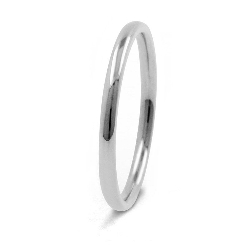 D Shape Plain 18k White Gold Ladies Wedding Ring WR4021