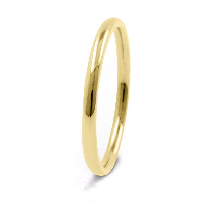 D Shape Plain 18k Yellow Gold Ladies Wedding Ring WR4021