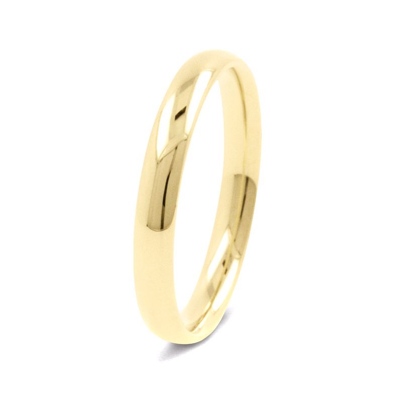 D Shape Plain 18k Yellow Gold Ladies Wedding Ring WR4021