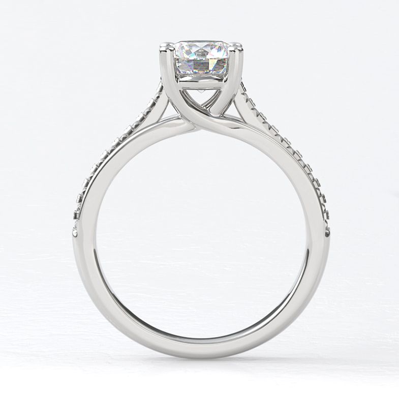 Custom Designed Side Stone Diamond Engagement Ring - SB0087 - Made in ...