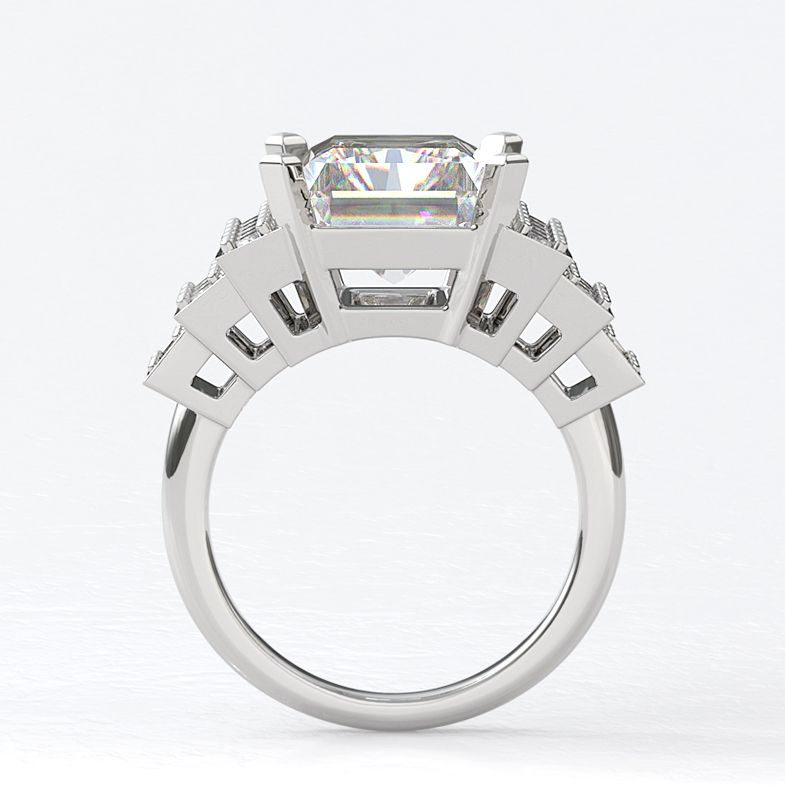 Bespoke Designed Emerald Cut Diamond Multi Stone Ring SB1195 - Made in ...