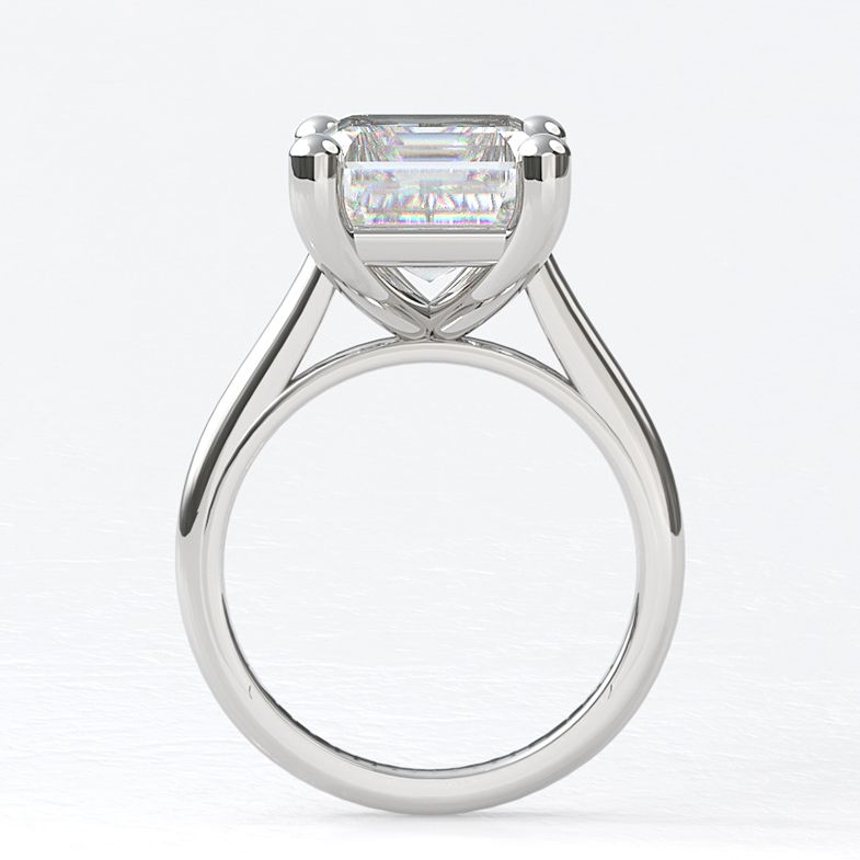 Bespoke Designed Emerald Cut Diamond Solitaire Ring SB1438
