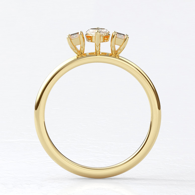 Bespoke Designed Marquise And Baguette Three Stone Engagement Ring SB5102