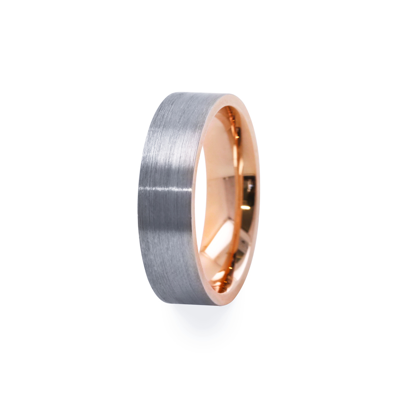 GWR3033 6mm 9k Rose Gold Inside & Palladium Brushed Ring