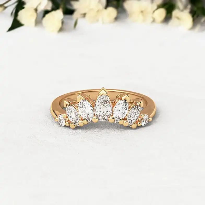 Bespoke Designed Curved Diamond Set Wedding Ring SB4379
