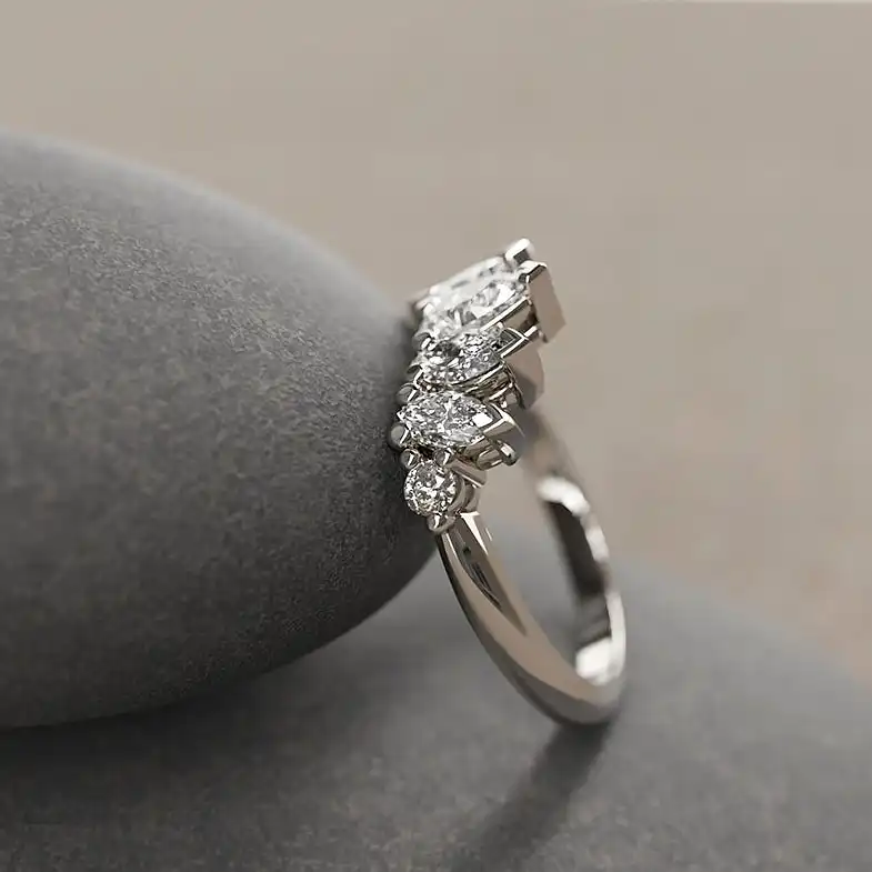 Bespoke Designed Curved Diamond Set Wedding Ring SB4379