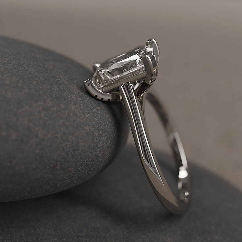 Bespoke Designed Diamond Set Claws Radiant Cut Solitaire Engagement ...