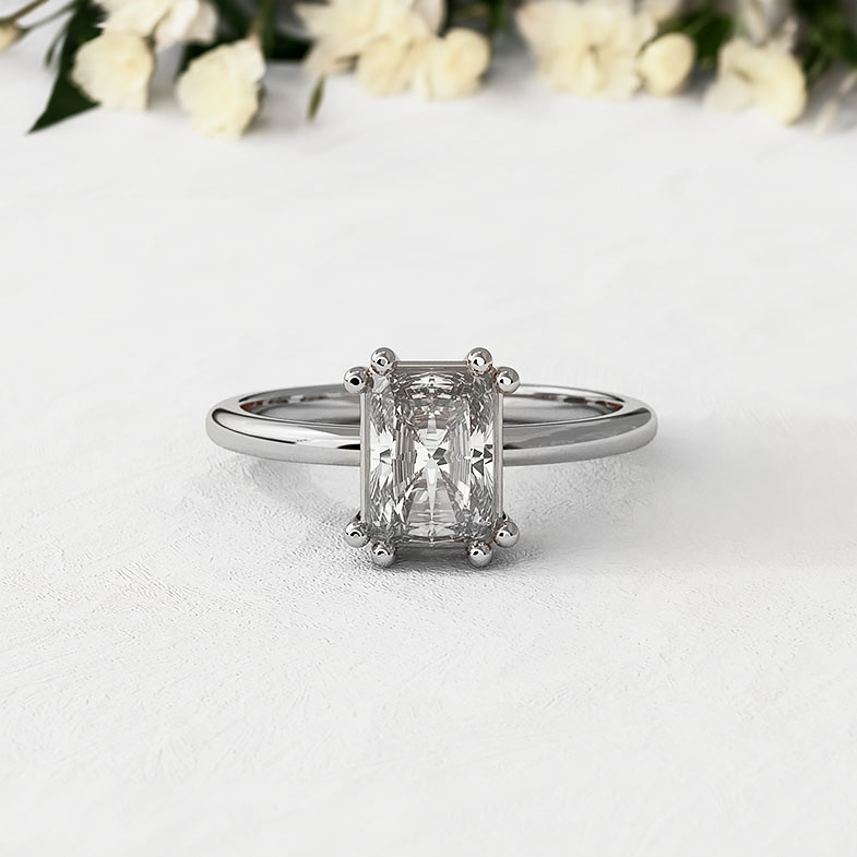 Bespoke Designed Double Claw Radiant Cut Solitaire Engagement Ring SB2684