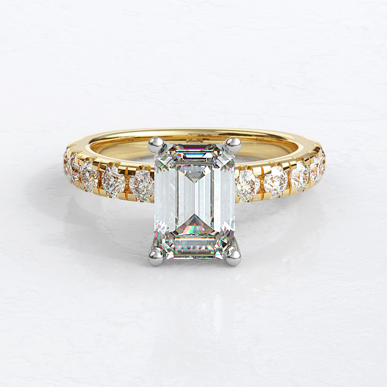 Bespoke Designed Emerald Cut Side Stone Engagement Ring SB4397