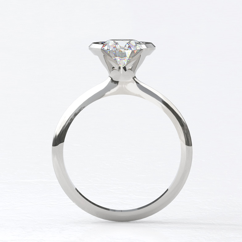 Bespoke Designed Half Bezel Round Cut Engagement Ring SB4472 v2