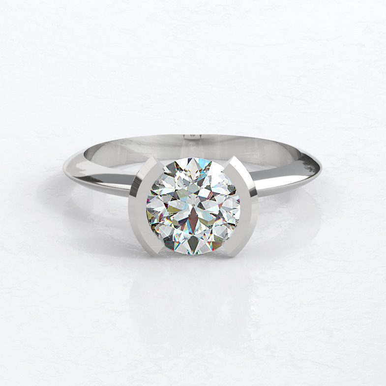 Bespoke Designed Half Bezel Round Cut Engagement Ring SB4472 v2