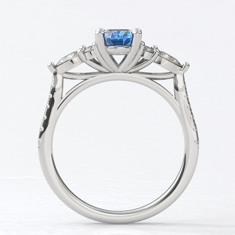 Bespoke Designed Oval Cut Sapphire Multi Stone Engagement Ring SB4492