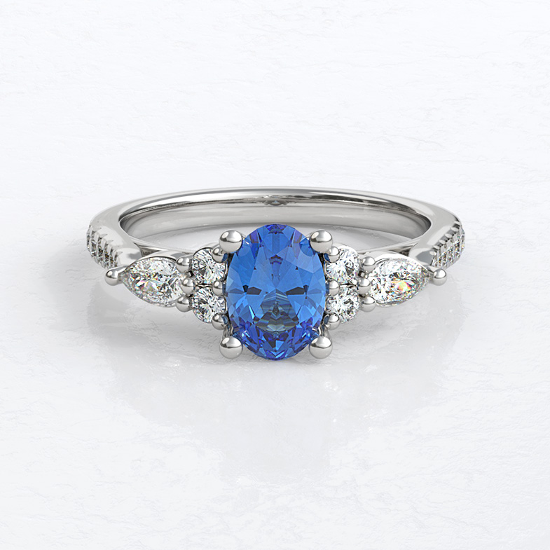 Bespoke Designed Oval Cut Sapphire Multi Stone Engagement Ring SB4492