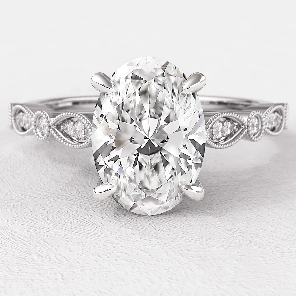 1.35ct Oval Cut Side Stone Ring PR1041 - Bespoke Diamonds - Dublin and ...