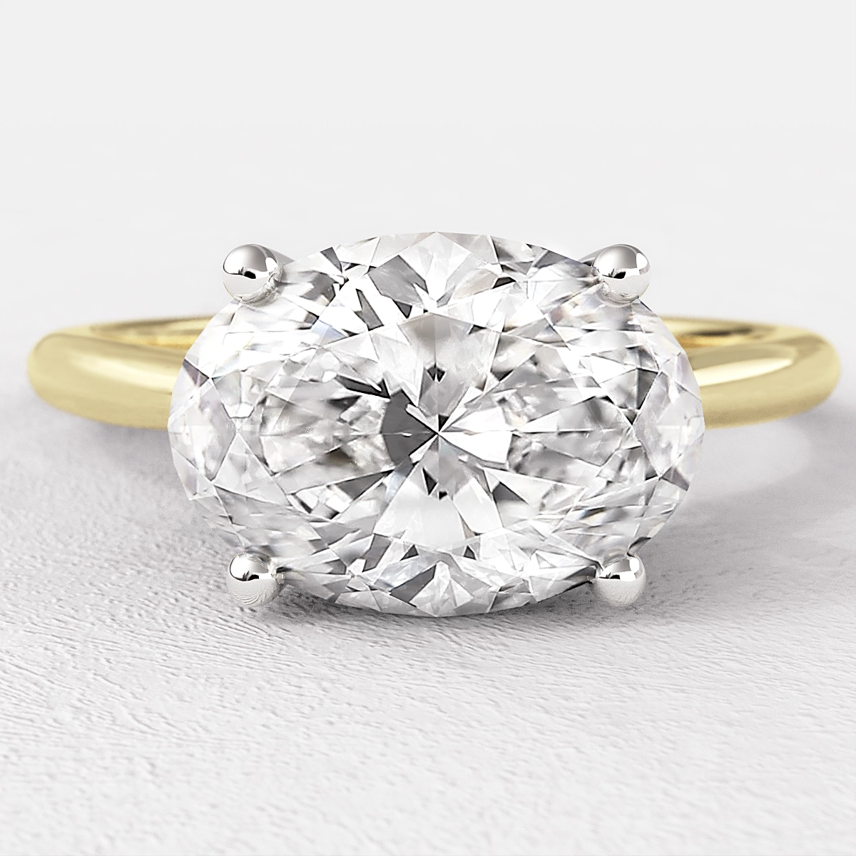 0.80ct Horizontal Oval Cut Solitaire Engagement Ring SR1017 - Bespoke ...